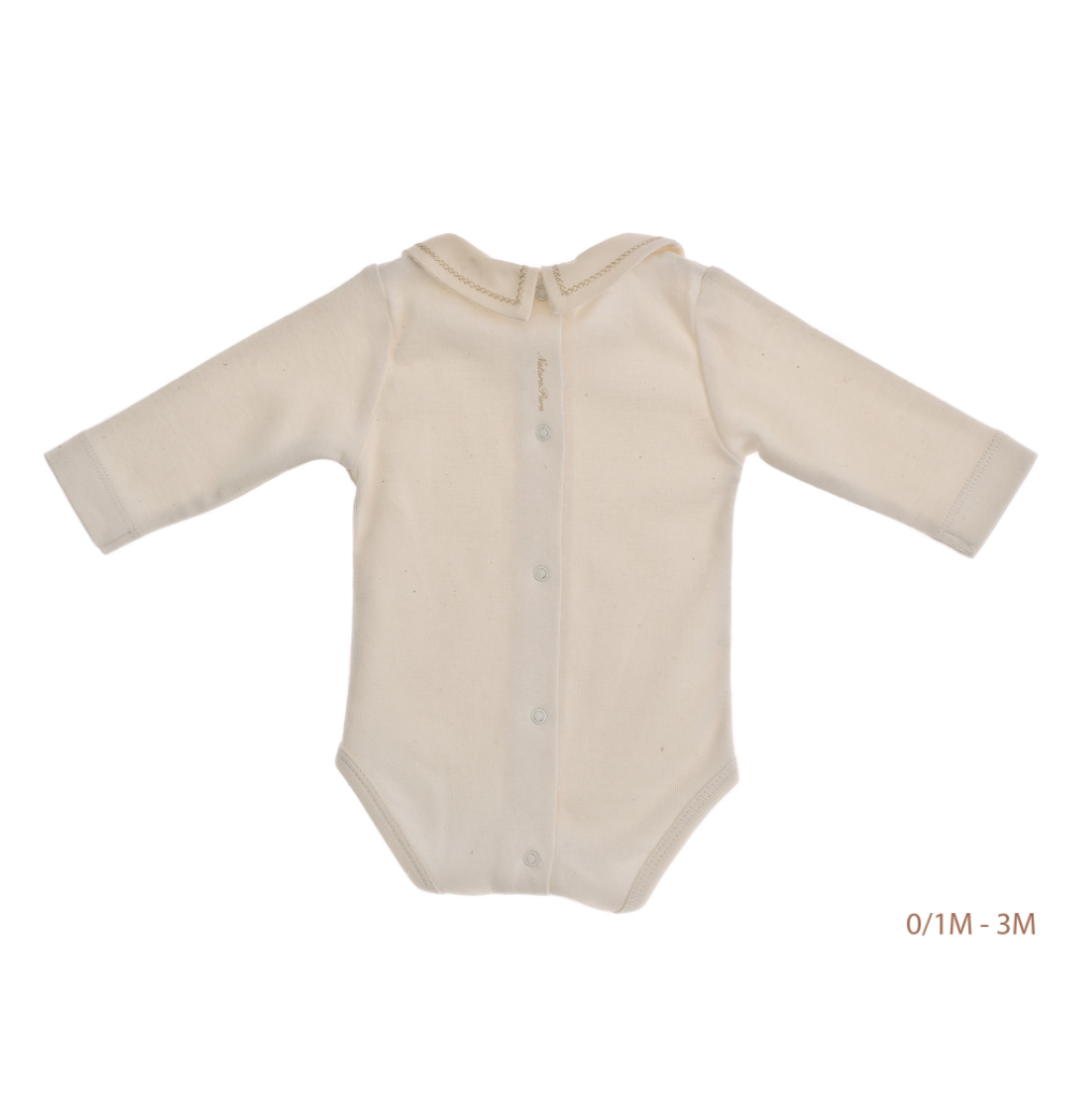 Body con colletto ricamato - 100% tute organiche - NaturaPura